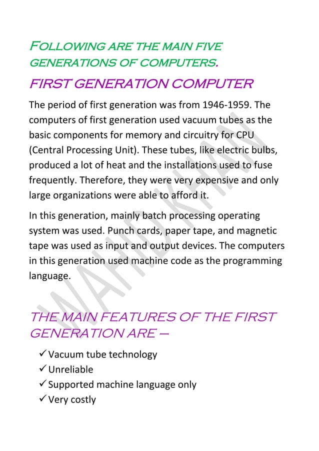 Generation of computer | PDF | Consumer Electronics | Technology ...