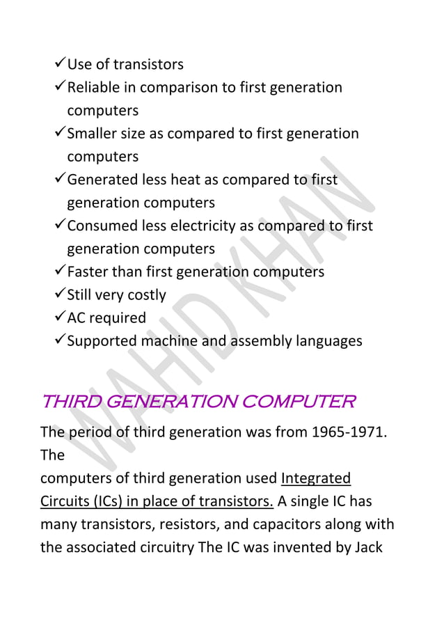 Generation of computer | PDF | Consumer Electronics | Technology ...