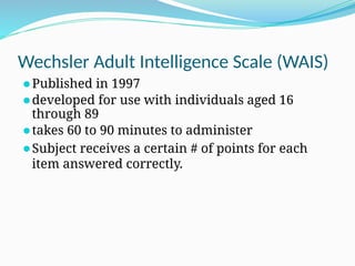 WAIS 3 learning purpose improvement purpose | PPTX