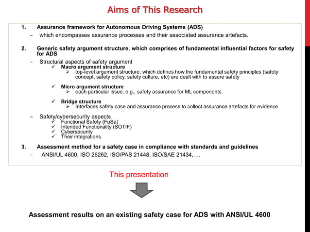 Waise 2021 Uber ATG Safety Case Framework and ANSI/UL 4600 | PPTX