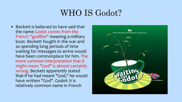 Waiting for Godot, use of imagery and symbolims | PPTX | Christianity ...