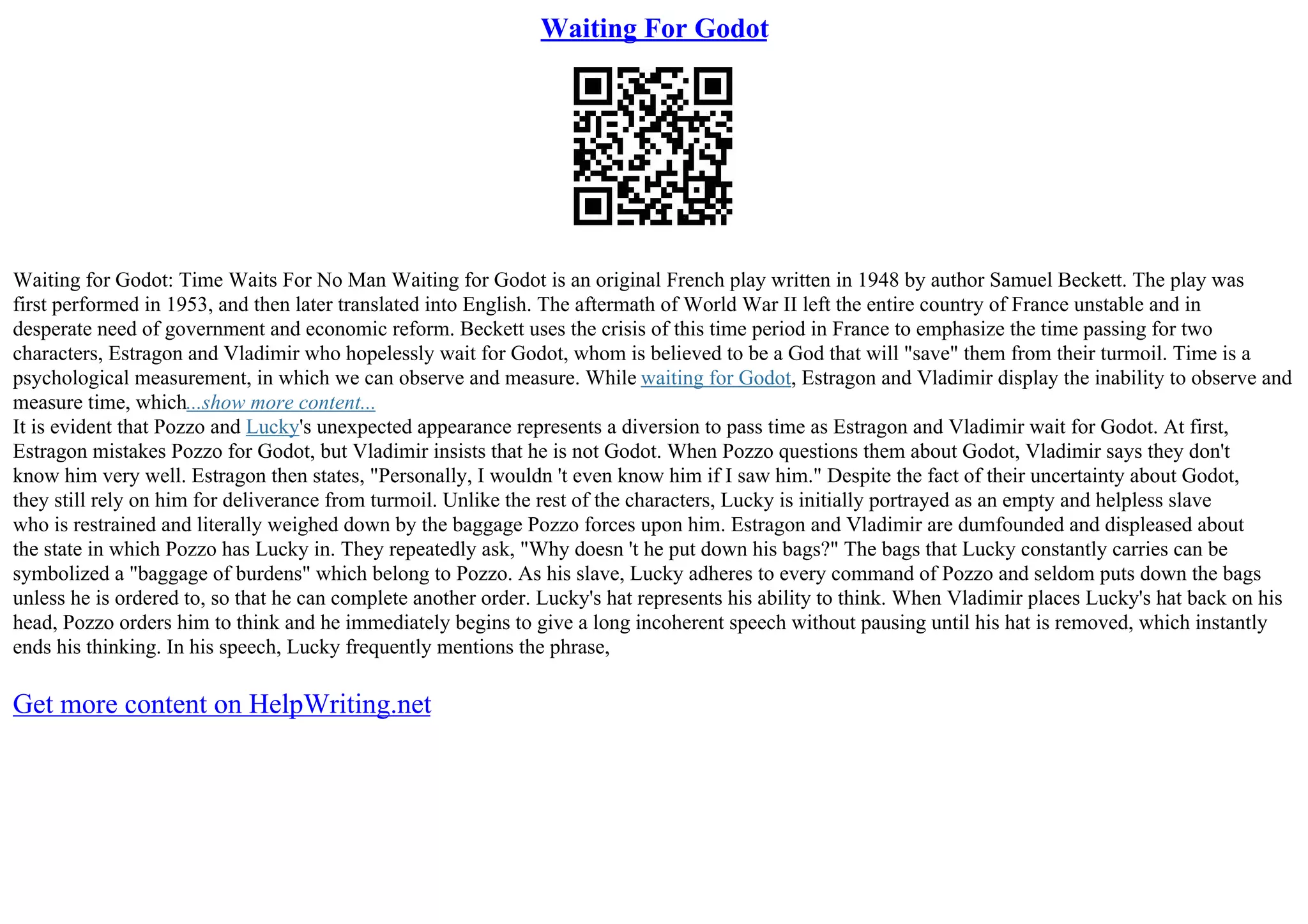 Waiting For Godot | PDF