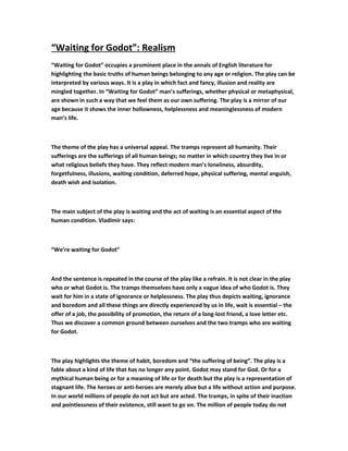 Waiting for godot realism | RTF