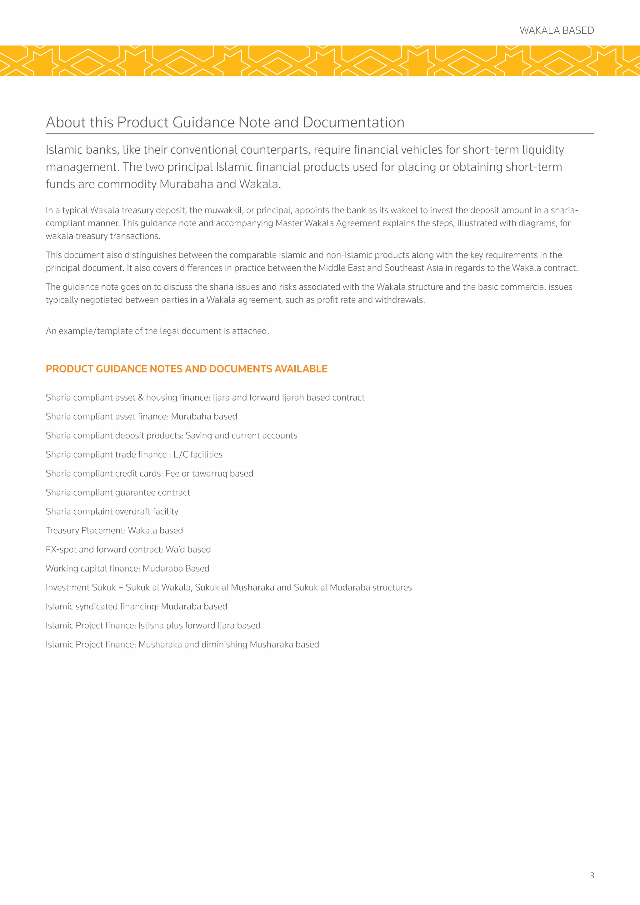 Guidance note: Treasury placement - Wakala Based | PDF