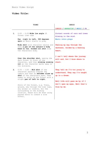 Wake me up second draft music video script by ryan sharman | PDF