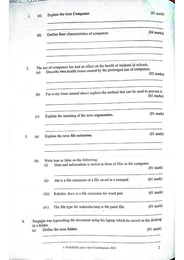 Wakisha Mock Subsidiary Ict Paper 1 Pdf