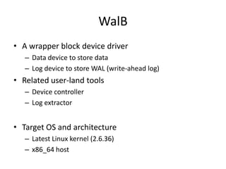 WalB: Block-level WAL. Concept. | PDF