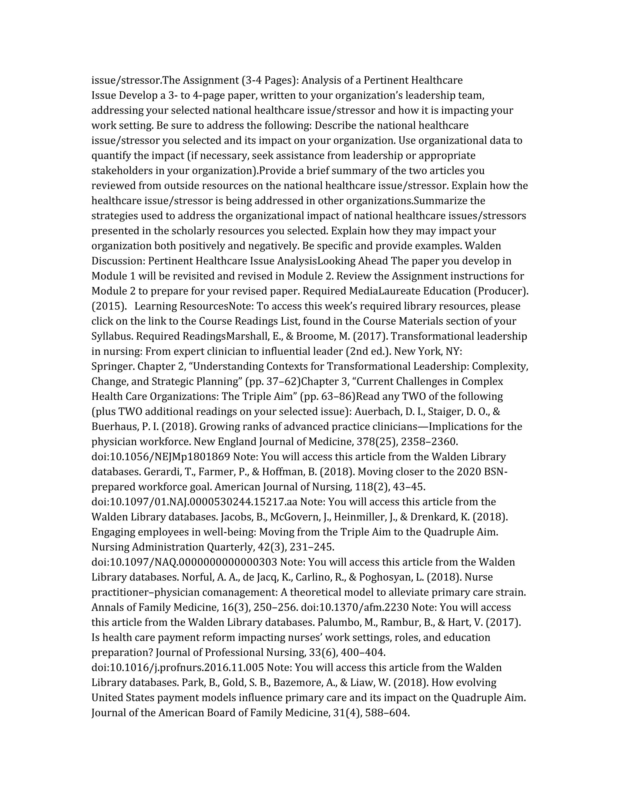 Walden Pertinent Healthcare Issue Analysis.docx