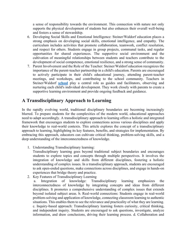 Waldorf Education in Dubai: Holistic Learning and Individualized Development | PDF ...