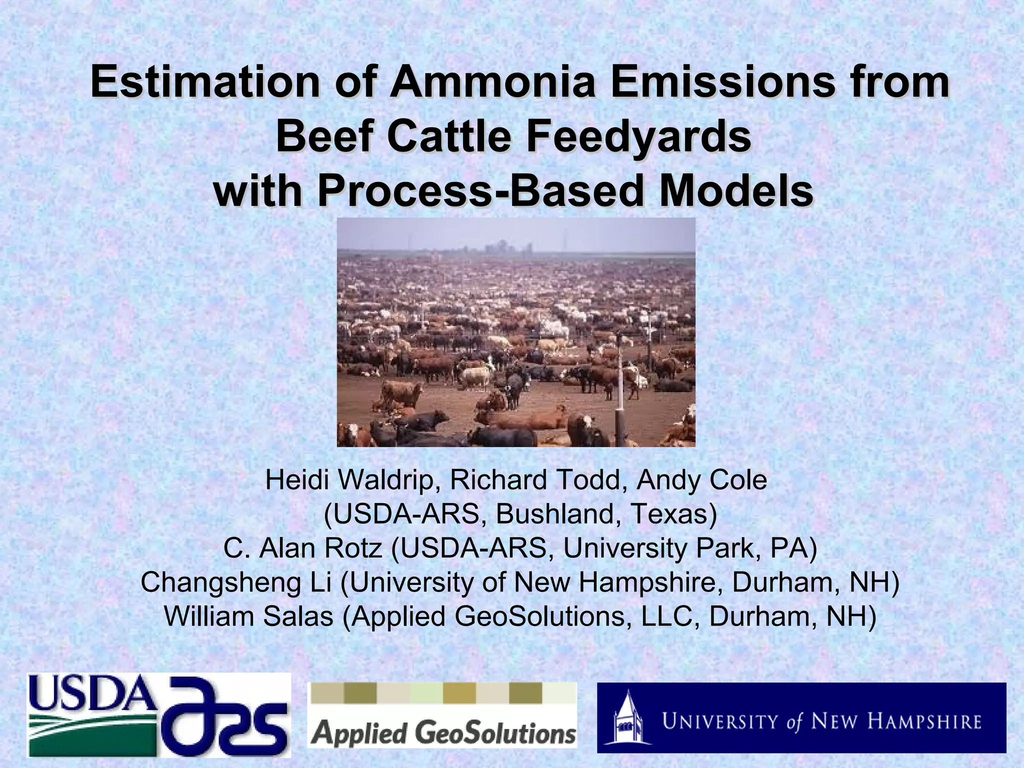 Estimation of Ammonia Emissions from Beef Cattle Feedyards in the ...