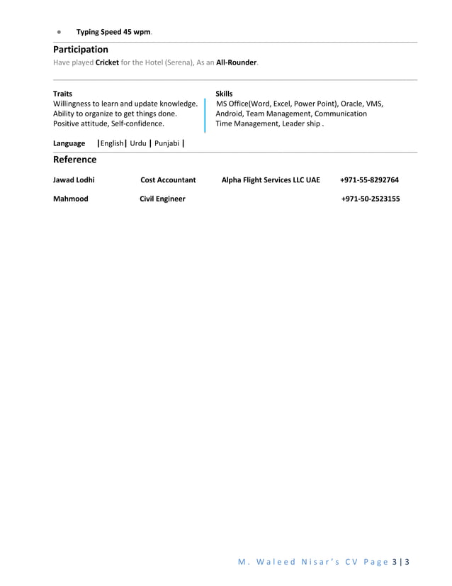 Waleed. cv | PDF | Free Download