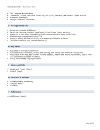 Waleed Abdelkebir Cv En 2009 | PDF