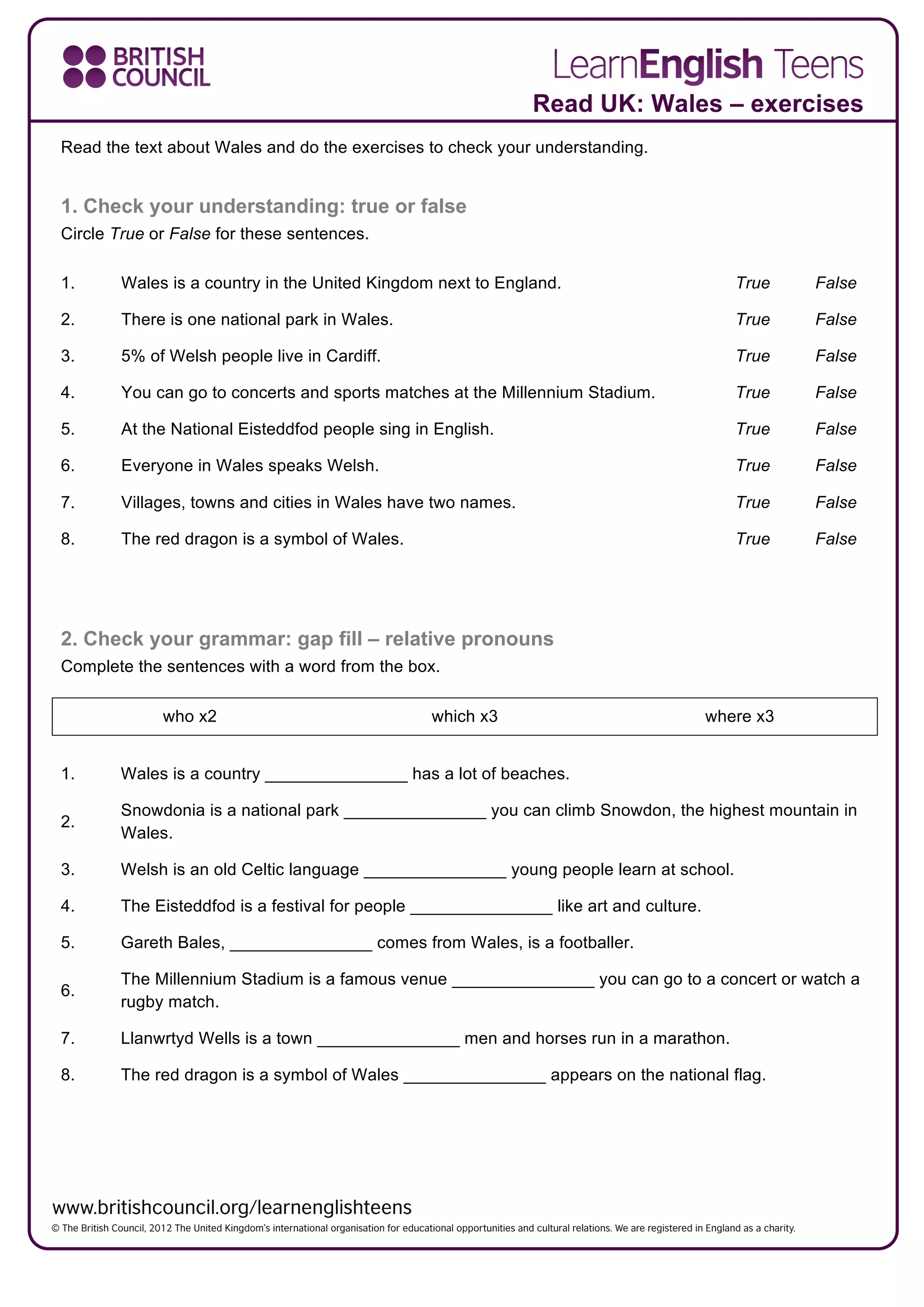 WALES -exercises | PDF