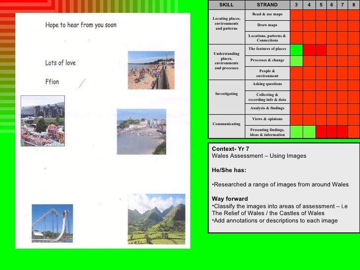 Wales assessment pupil examples