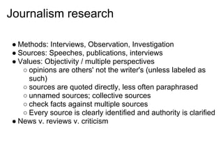 Design Research Methods: Journalism Basics | PPT