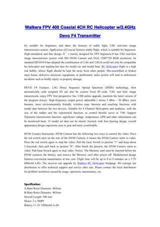 Walkera fpv 400 | PDF