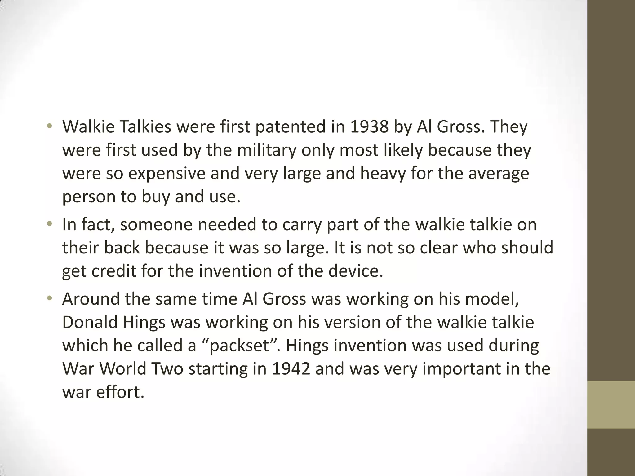 Walkie talkie ppt | PPTX