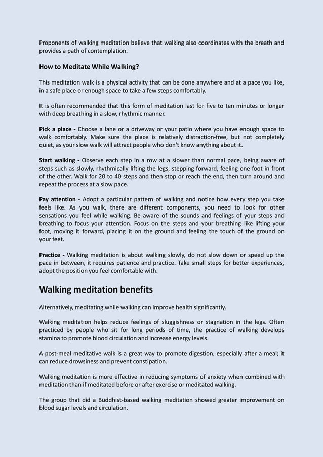 What is Walking Meditation? How to make and Benefits? | PPTX | Walking ...