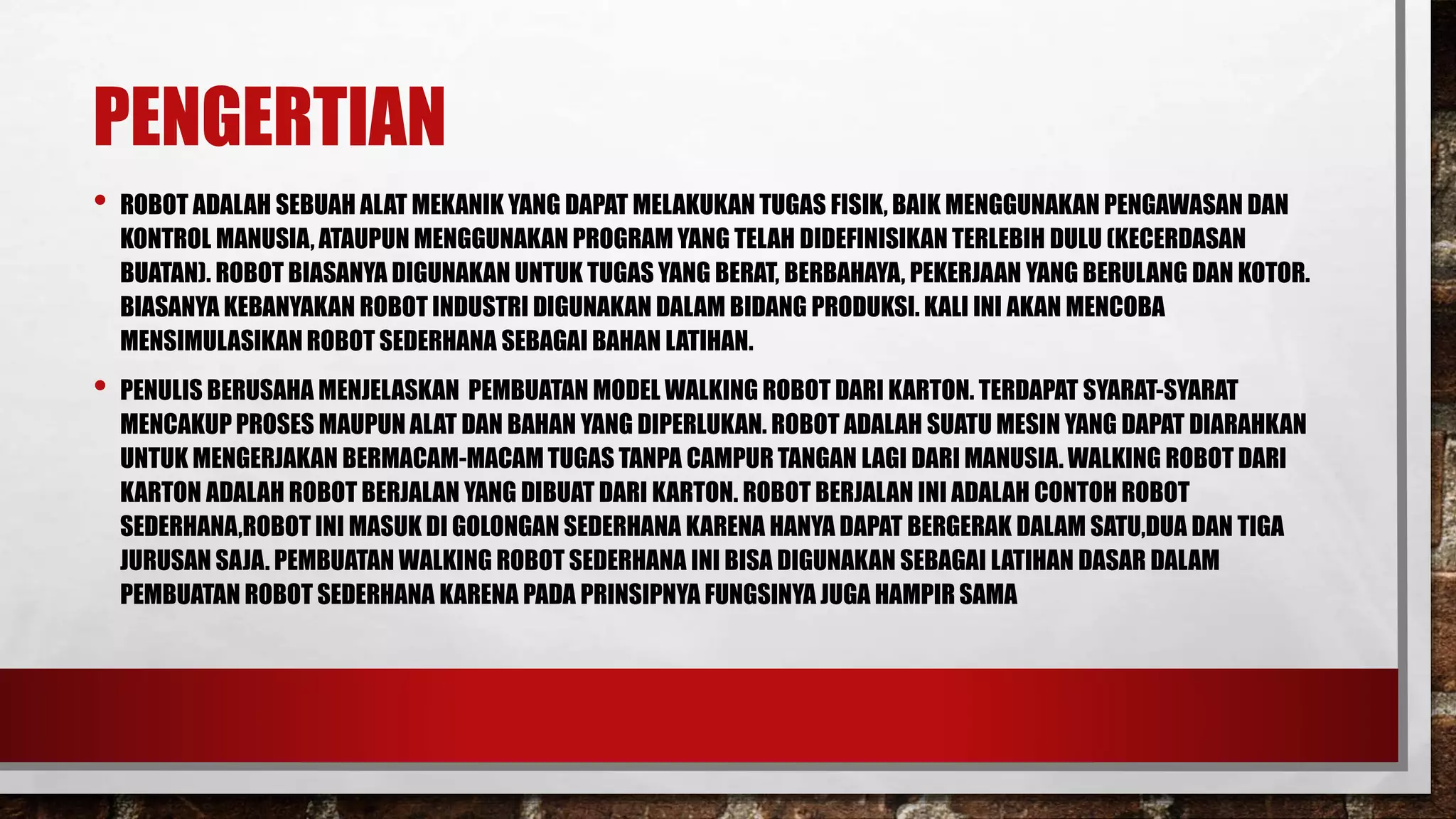 Walking robot dengan atmega16 | PPTX