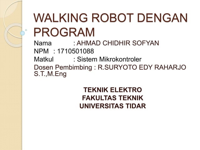 Walking robot dengan program | PPT