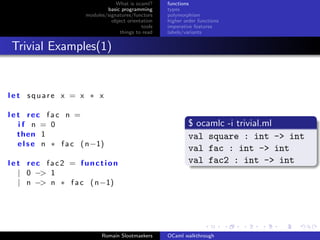 OCaml Walkthrough | PDF | Programming Languages | Computing