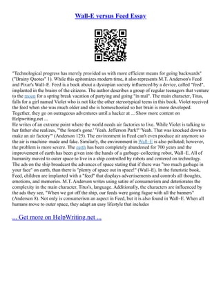 Wall-E Versus Feed Essay | PDF