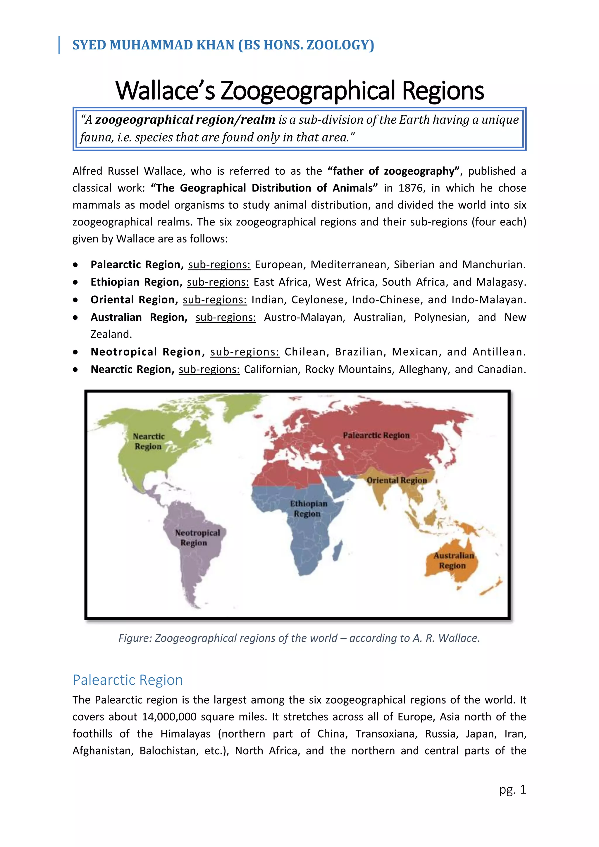 Wallace's Zoogeographical Realms | PDF