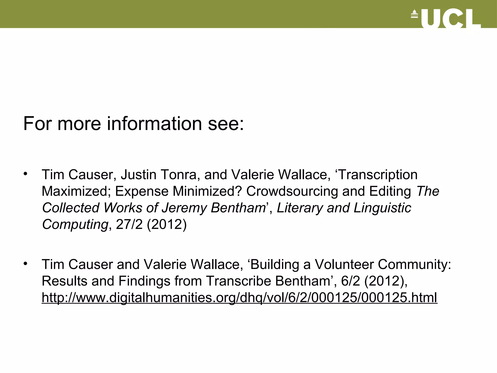 Lessons from Transcribe Bentham | PPT