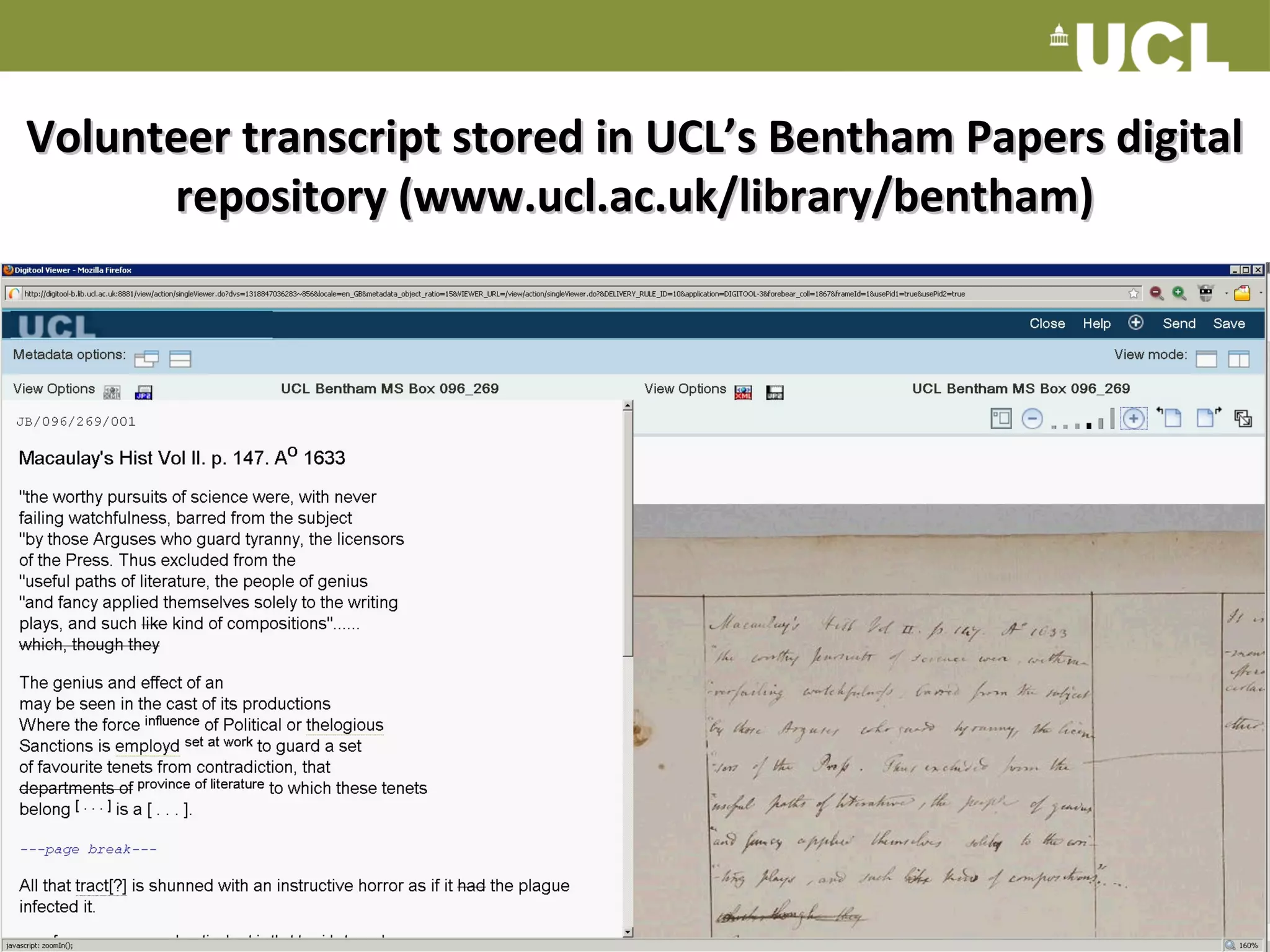 Lessons from Transcribe Bentham | PPT