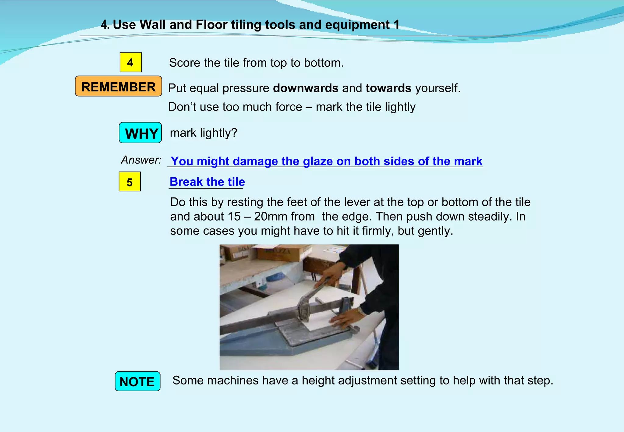 Wall and floor tiling tools and equipment | PPT