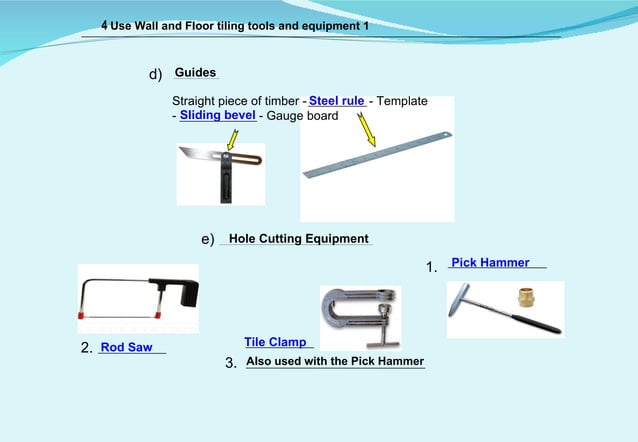 Wall and floor tiling tools and equipment | PPT | Woodworking | Arts ...