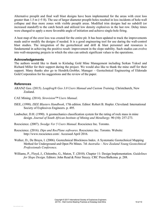 Wall control blasting practices at ksladag gold mine | PDF | Climbing ...