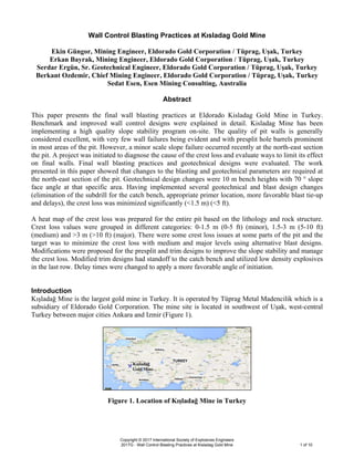 Wall control blasting practices at ksladag gold mine | PDF