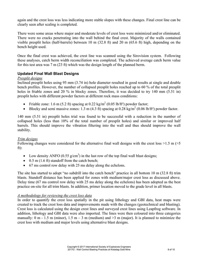 Wall control blasting practices at ksladag gold mine | PDF | Climbing ...