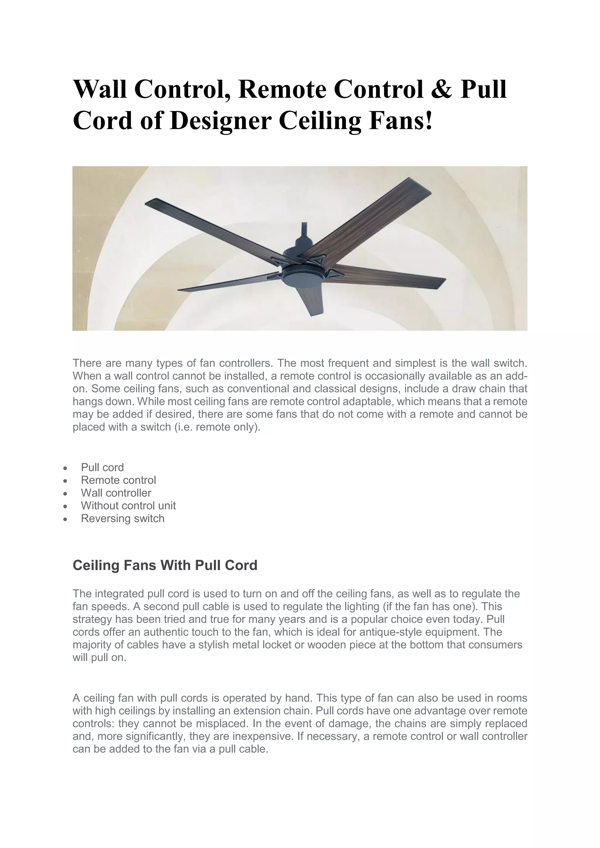 Wall Control, Remote Control & Pull Cord of Designer Ceiling Fans!.pdf