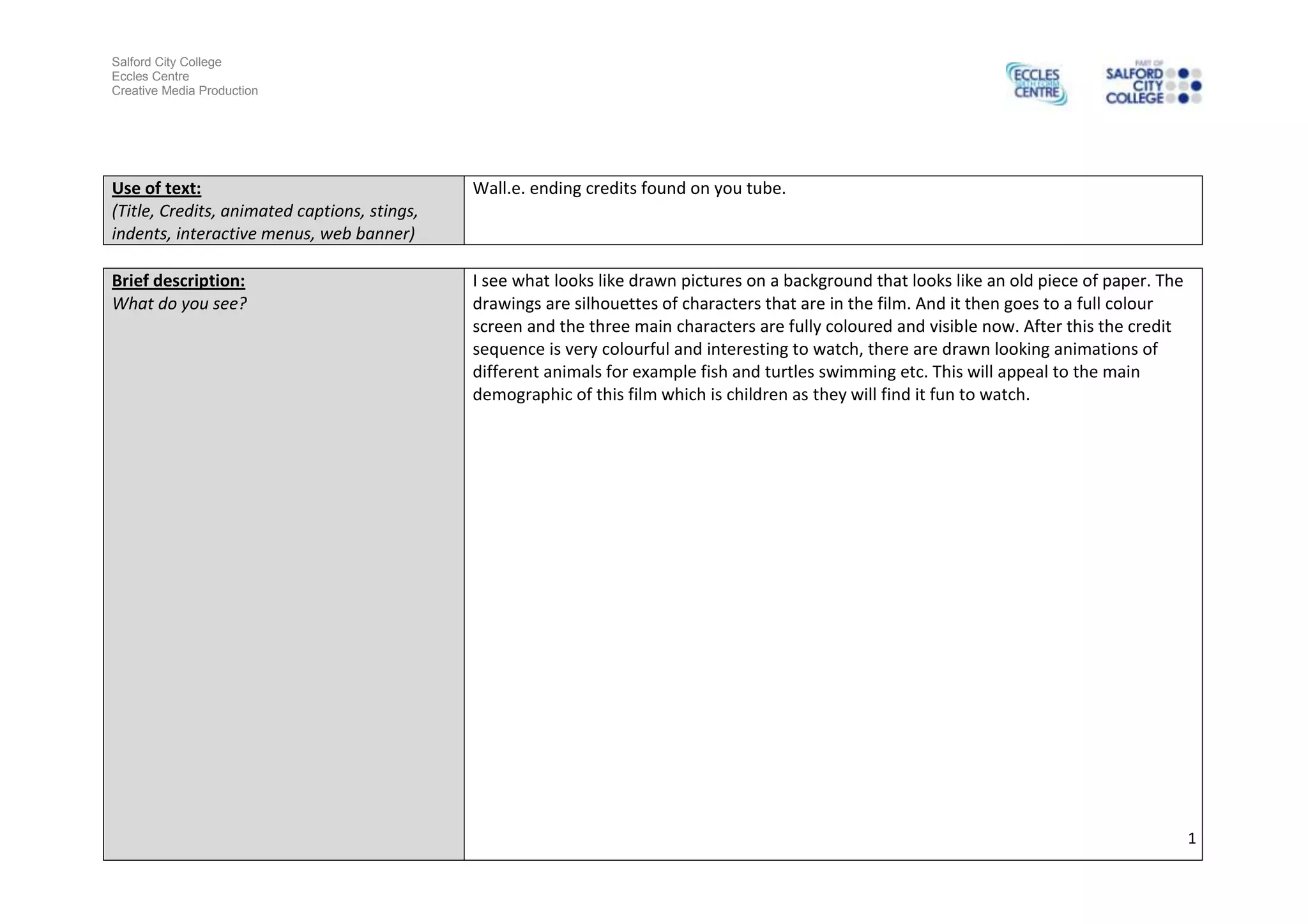 Walle credit sequence analysis | PPT