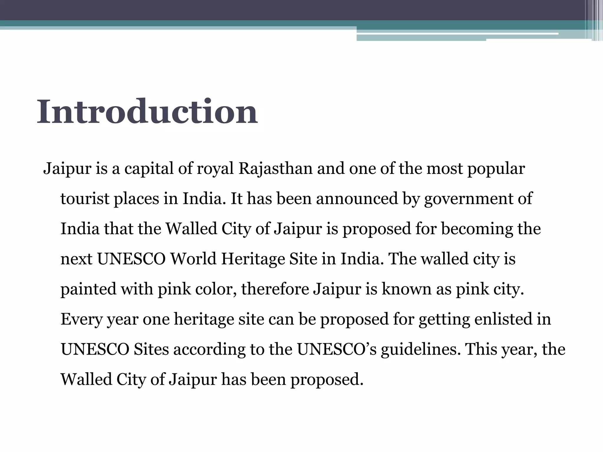 Walled city of jaipur | PPTX