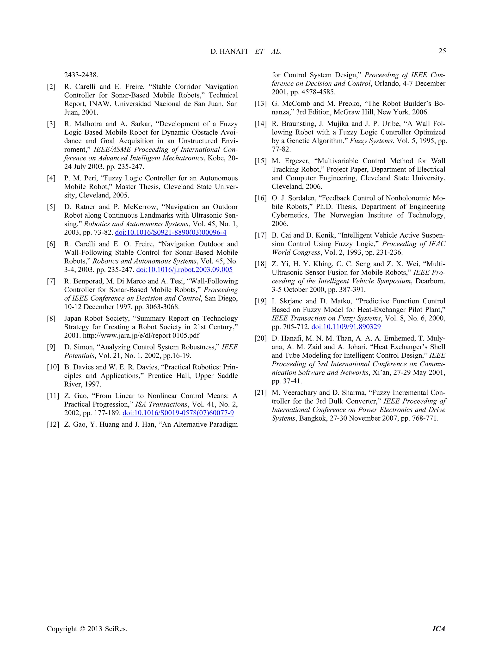 Wall follower autonomous robot development applying fuzzy incremental controller | PDF ...