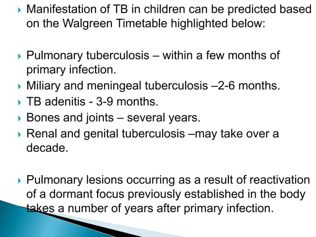 Wallgren timetable of primary tb | PPTX | Infectious Diseases ...