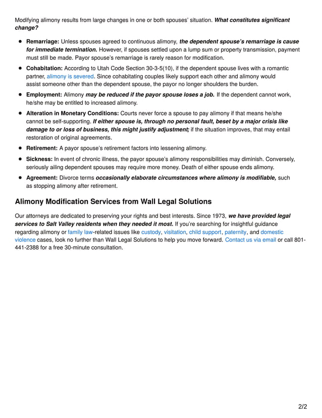 Alimony Modification in Utah | PDF