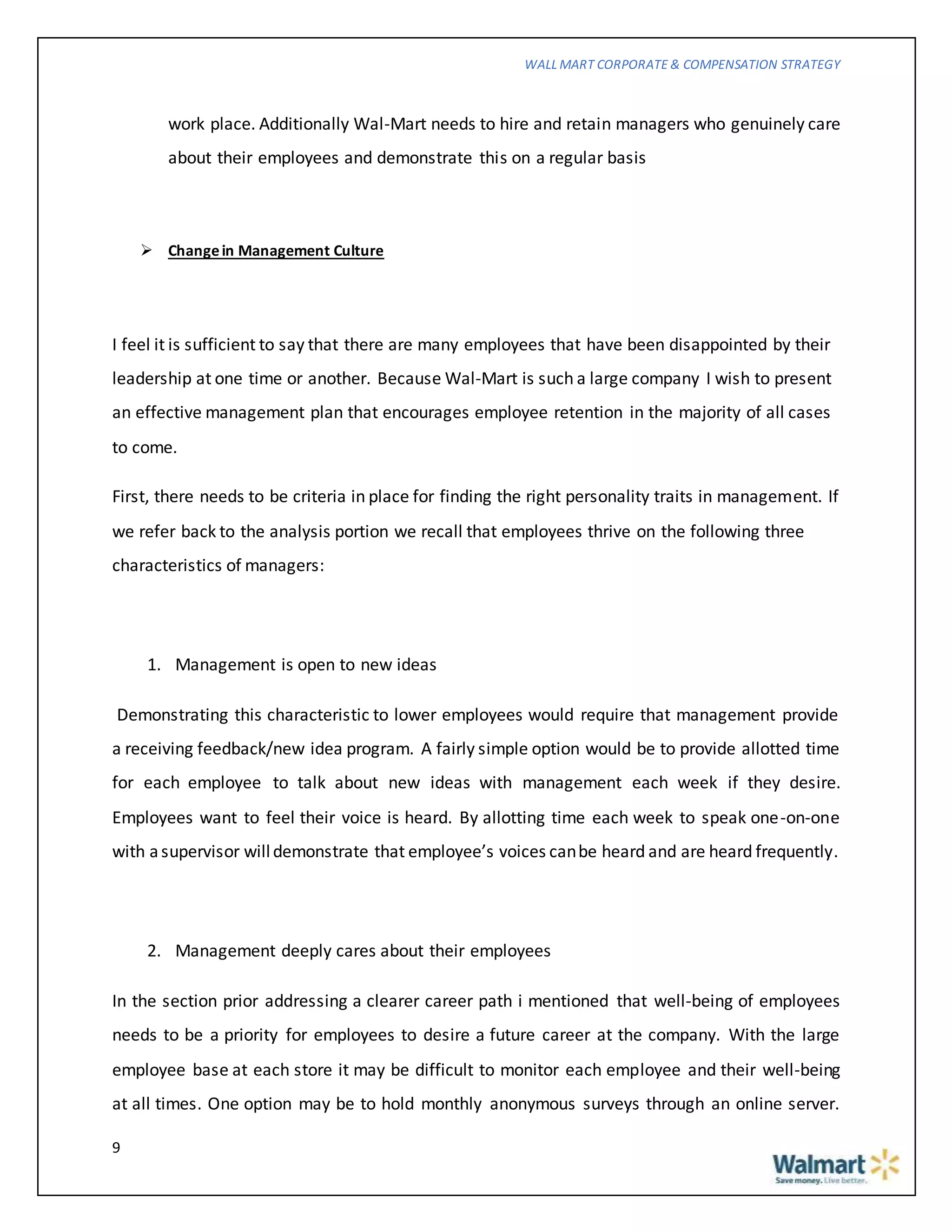 Wallmart compensation strategy assignment | DOCX