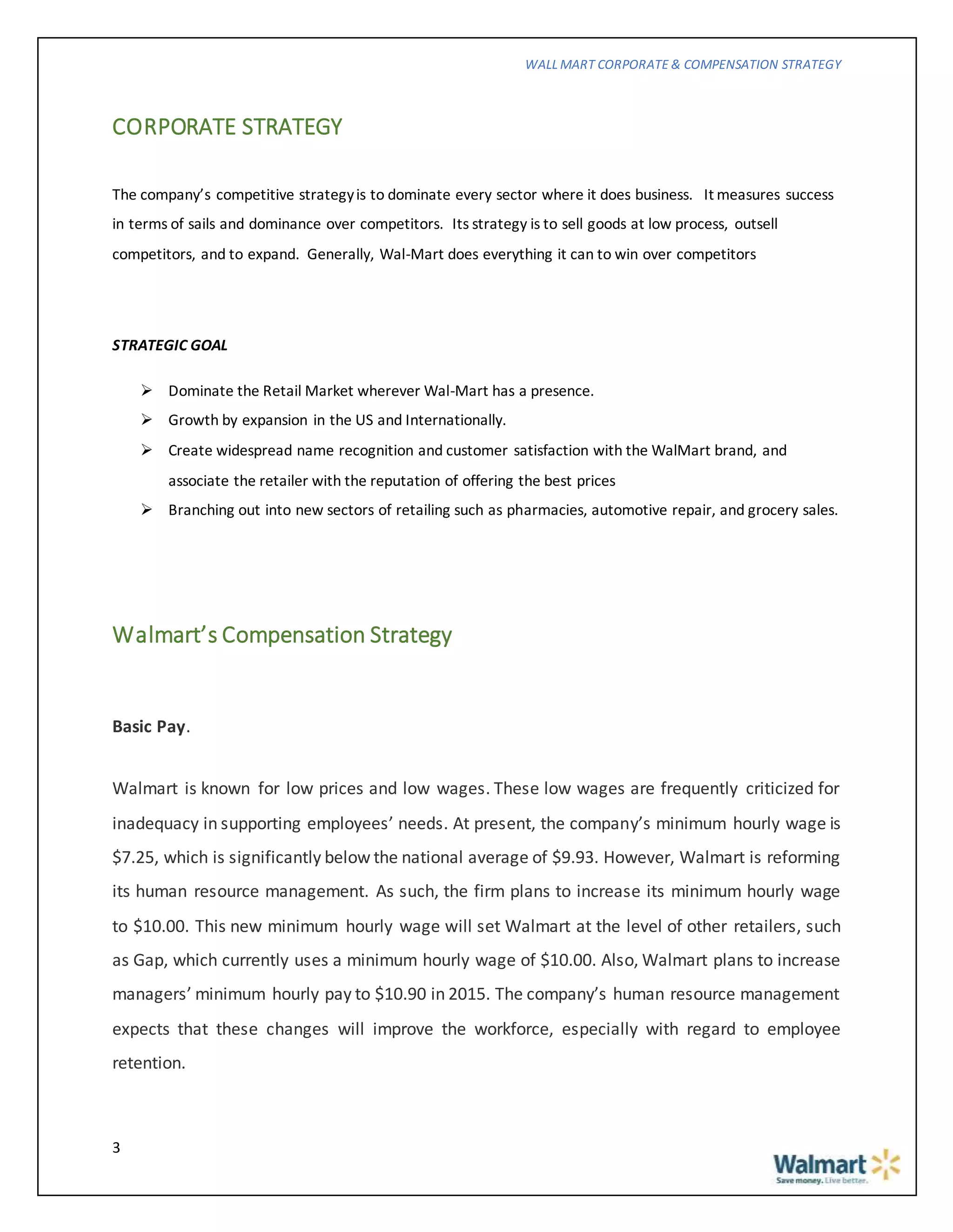 Wallmart compensation strategy assignment | DOCX