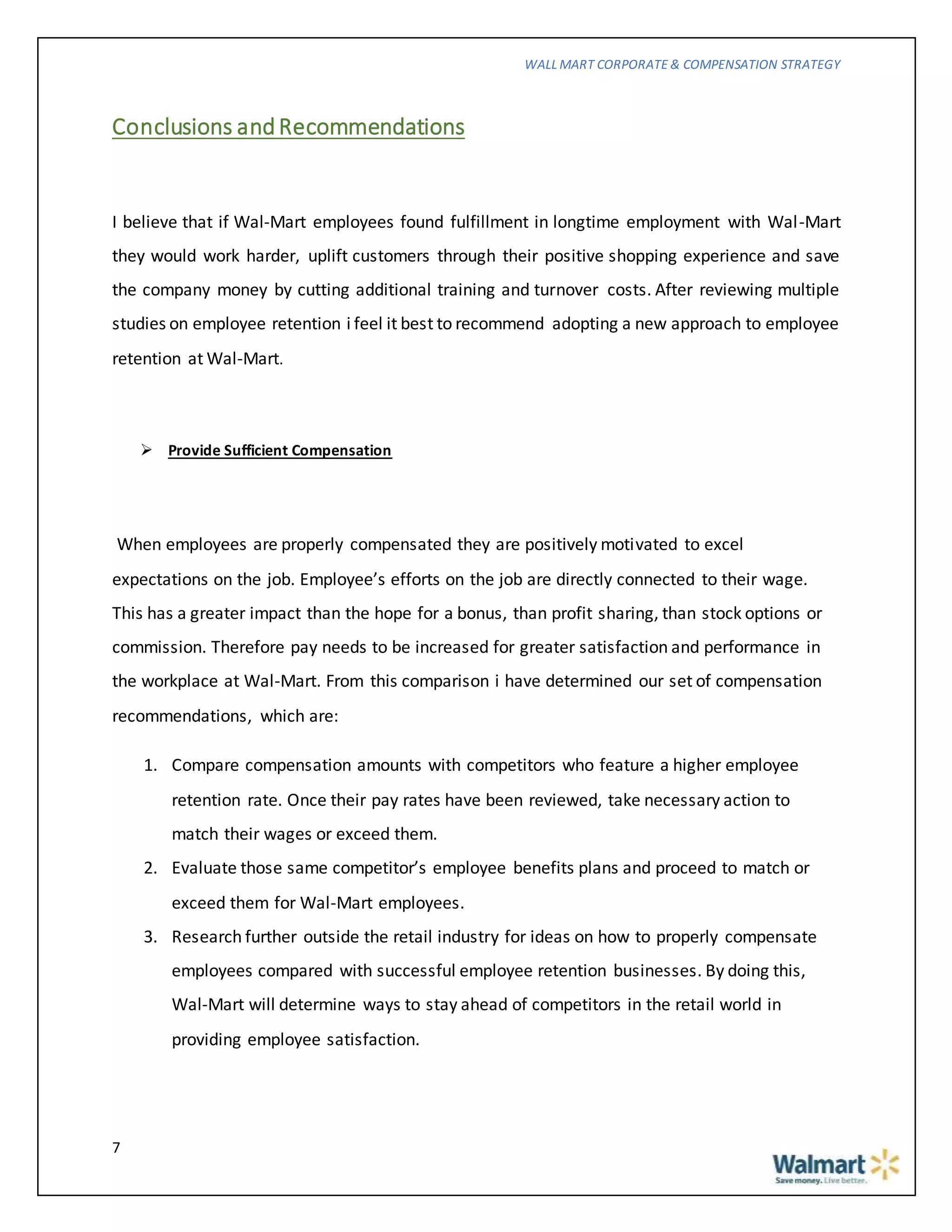 Wallmart compensation strategy assignment | DOCX