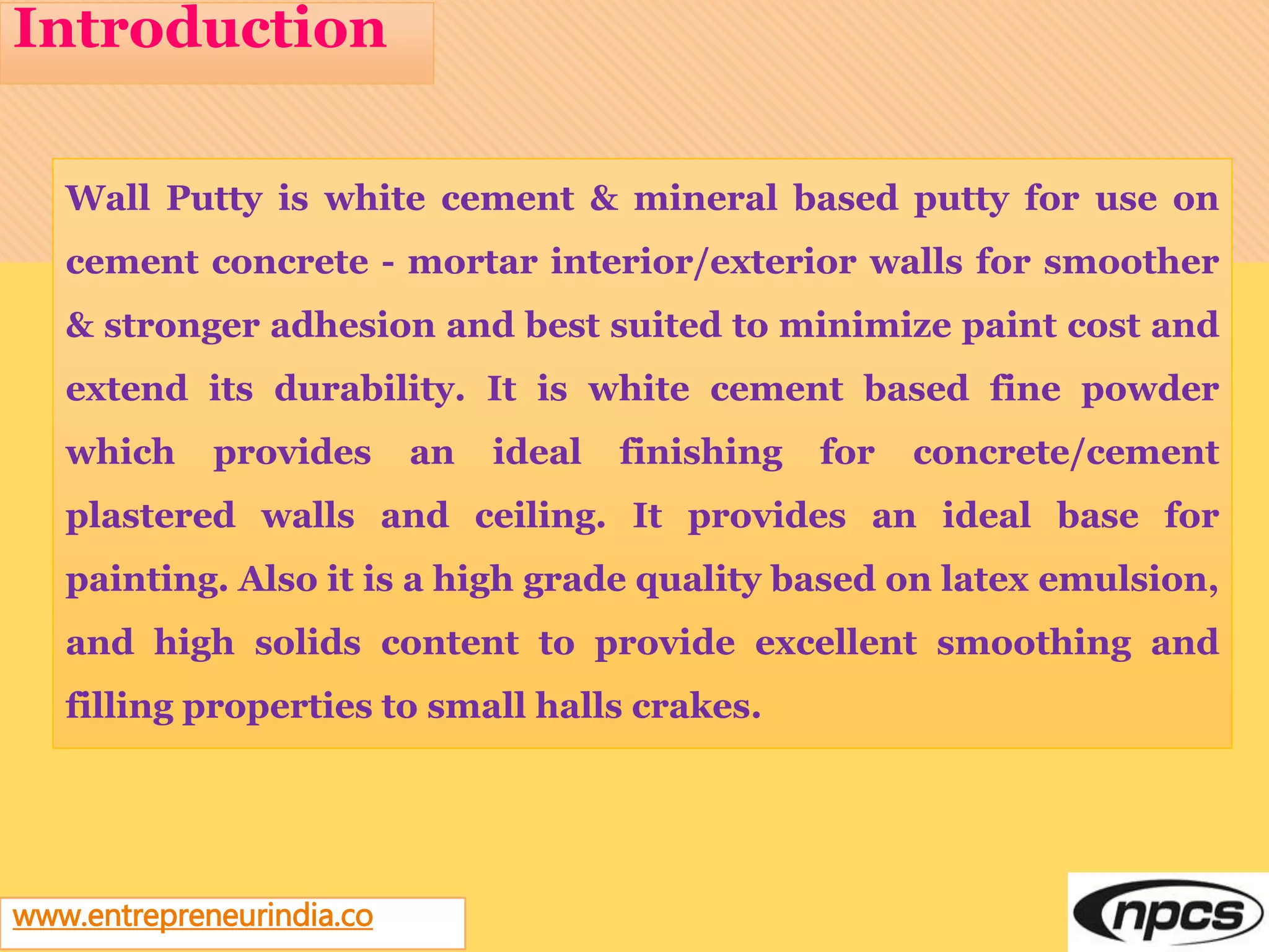 Wall Putty, Painter's Putty, Wall Care Putty, Ideal for Finishing and ...