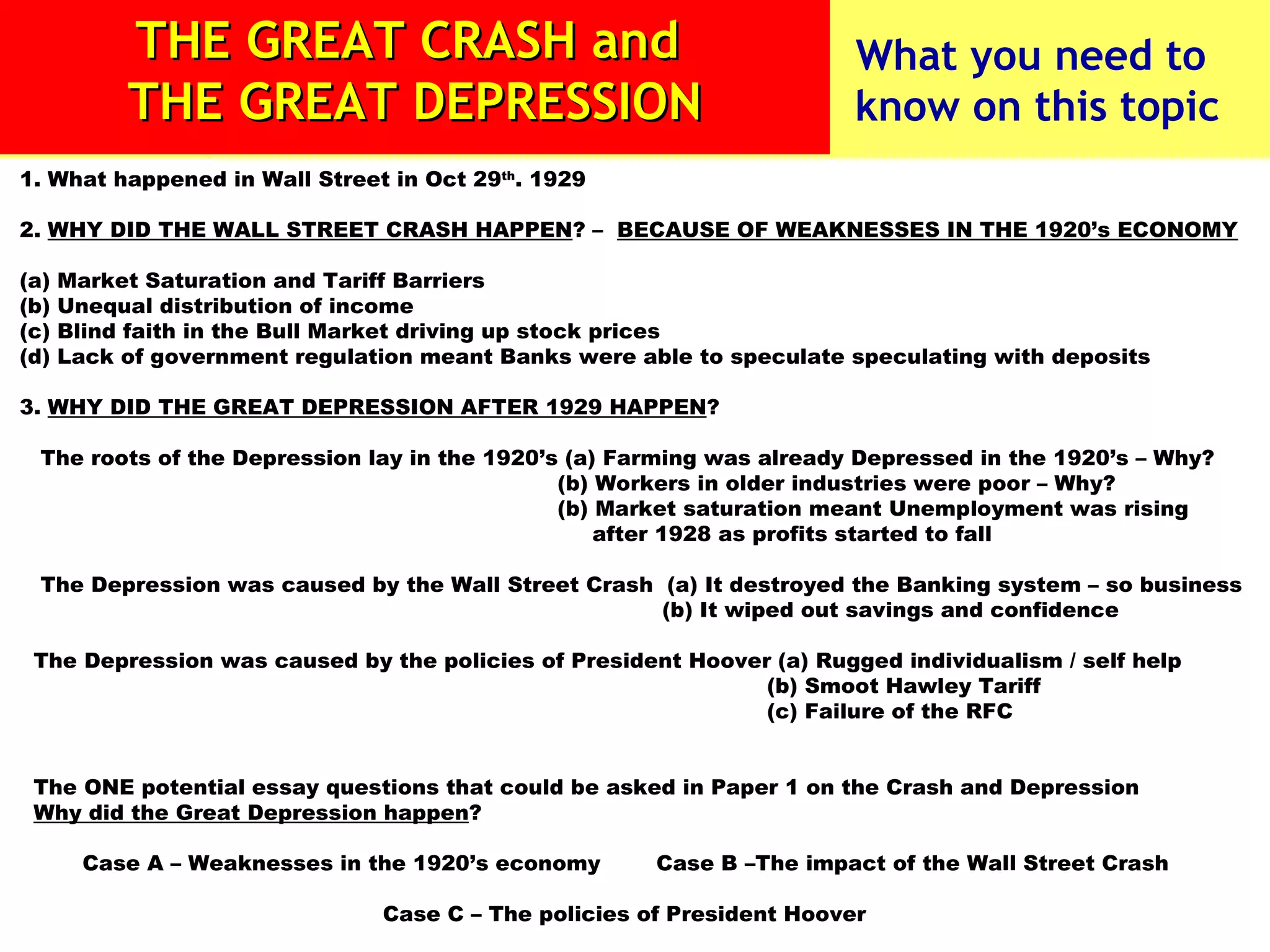 Wall Steet Crash And Depression | PPT