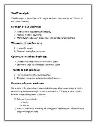 Online shoes business idea report docs | DOCX