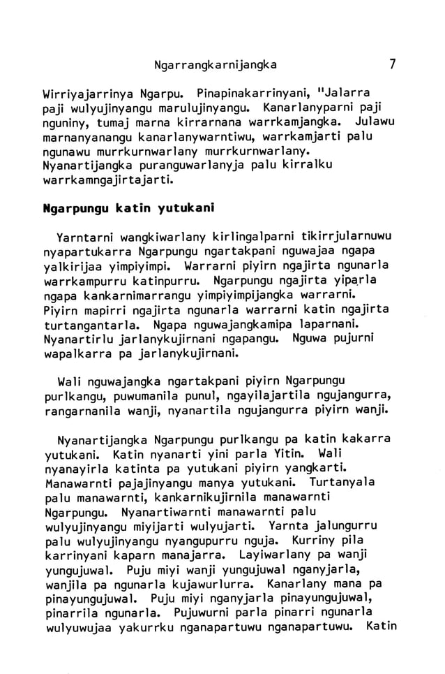 Walmajarri bible genesis 1 | PDF