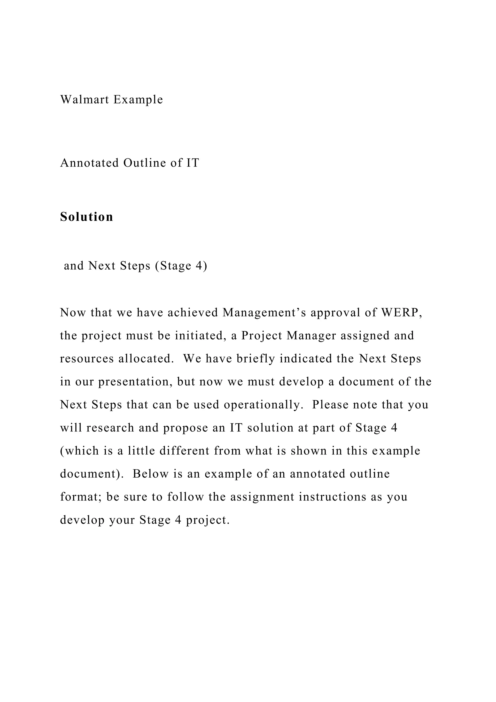 Walmart ExampleAnnotated Outline of IT Solution and Next S.docx