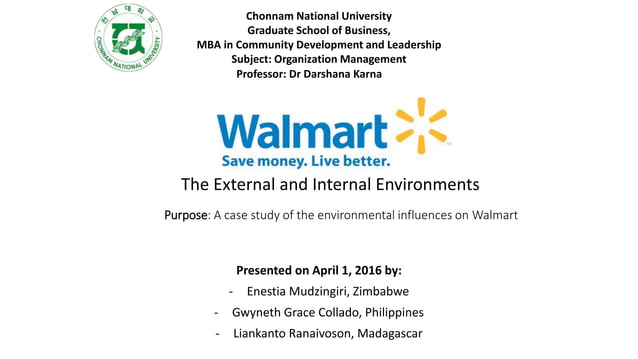 Walmart internal and external environments | PPTX | Logistics | Business