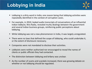 Walmart lobbying in India 2014 | PPTX